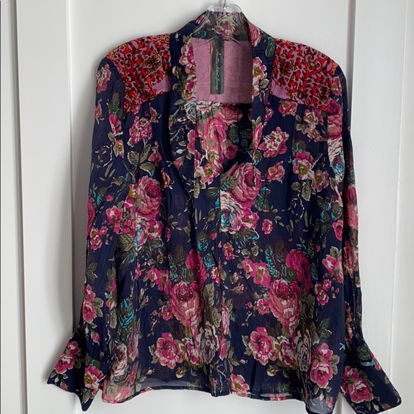 Aratta | Tops | Aratta Diana Floral Tie Neck Blouse | Poshmark